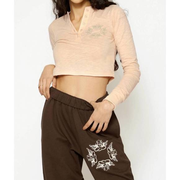 Boys Lie | Tops | New Boys Lie Eyes Wide Shut Cropped Henley Top In Peach | Poshmark